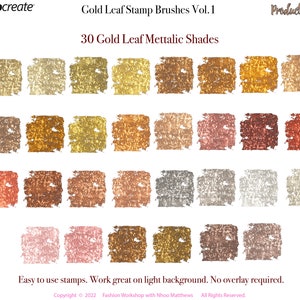 Gold Leaf Procreate Stamps Vol.1: Realistic Metallic Texture Brushes ...
