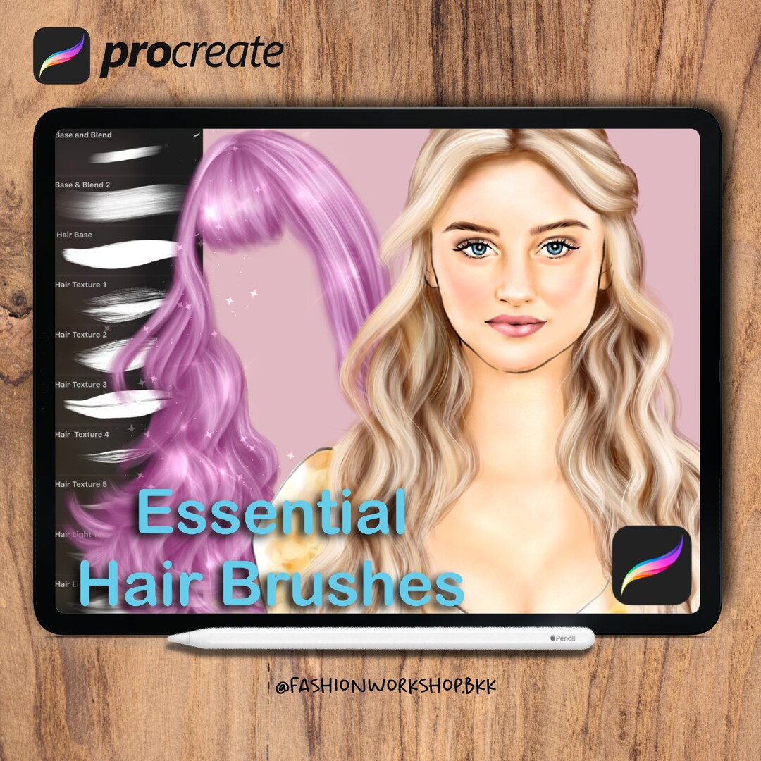 Procreate 32 Essential Hair Brushes + Drawing Tutorials Fashion ...