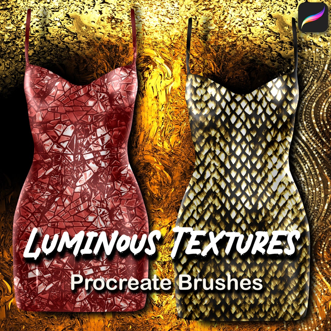 75 LUMINOUS TEXTURES Procreate Brushes. Shiny Sequin, Glitter, Foil ...
