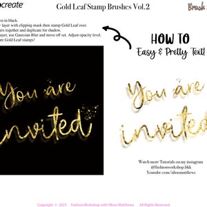 30 GOLD LEAF Stamps Procreate Brushes VOL.2 Gold Metallic Shiny Hot ...