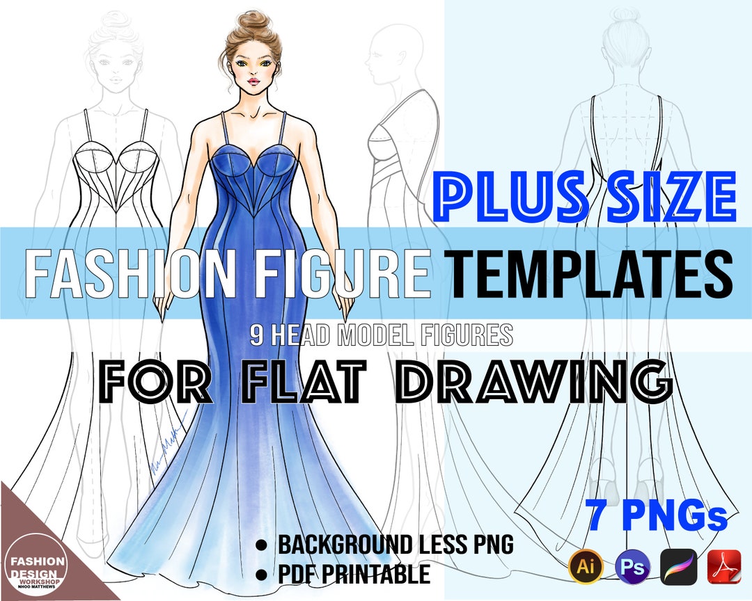 Plus Size Fashion Figures for Flat and Technical Drawing. - Etsy