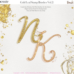 30 GOLD LEAF Stamps Procreate Brushes VOL.2 Gold Metallic Shiny Hot ...