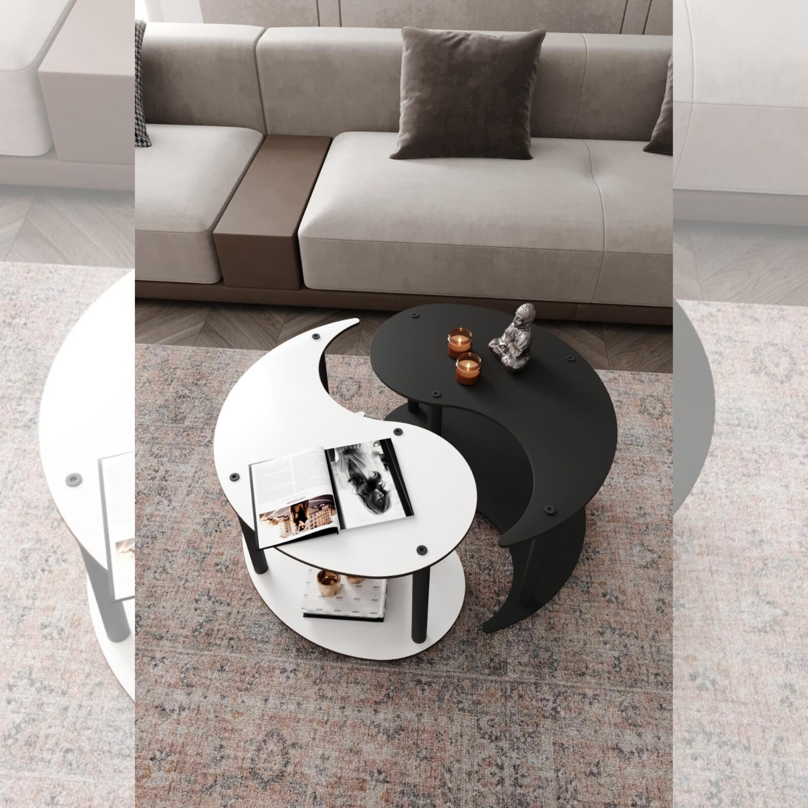 Harmony 2 70 Coffee Table Set | Modern Wood Design Yin Yang Table ...