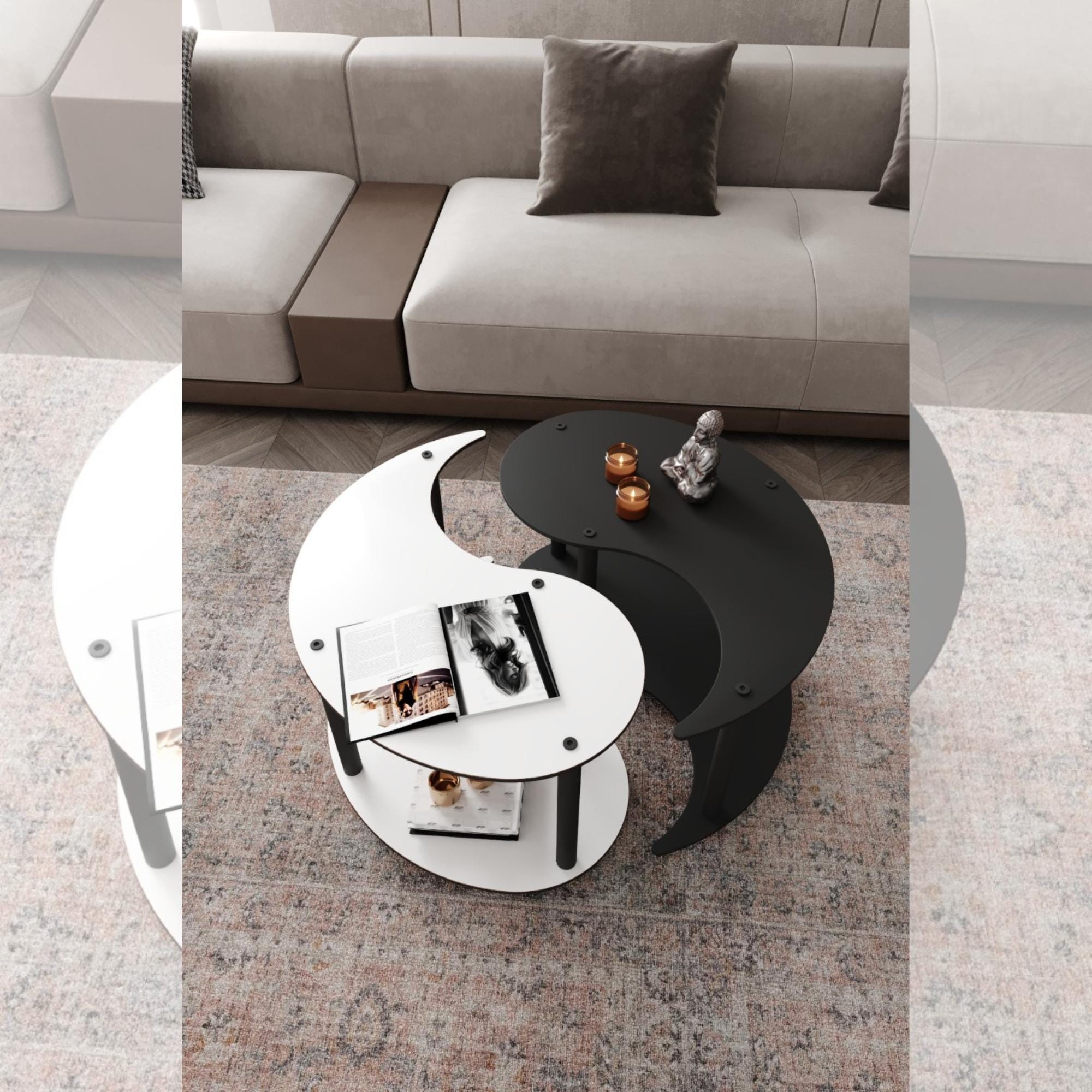Harmony 2 70 Coffee Table Set | Modern Wood Design Yin Yang Table ...