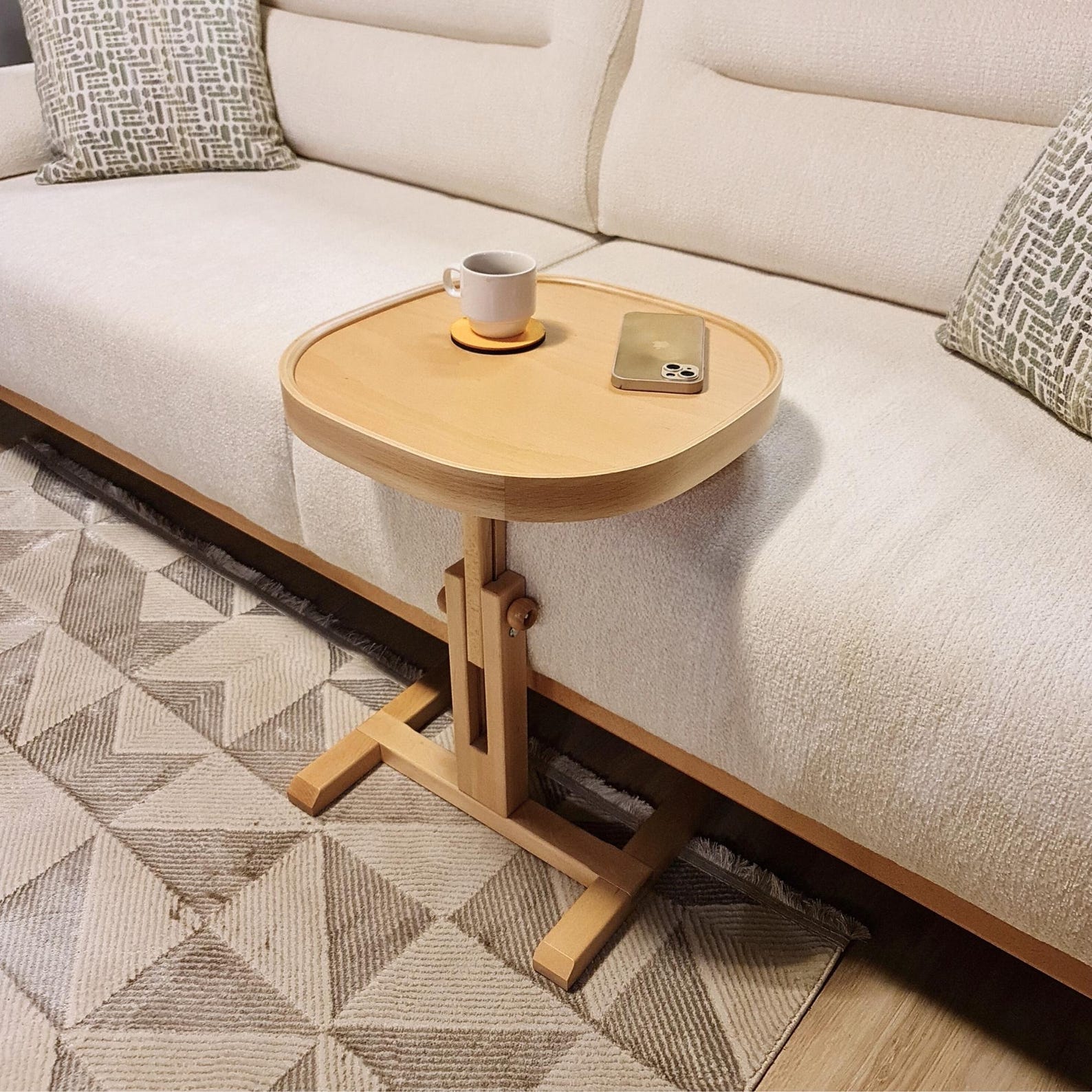 Adjustable C-shaped Sofa Table | Natural Wood End Table | Scandinavian ...
