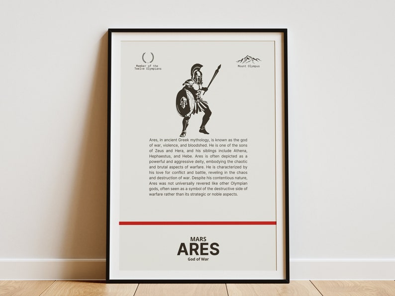 Greek Mythology Ares Mars Minimalist Wall Art Poster Print Download - Etsy