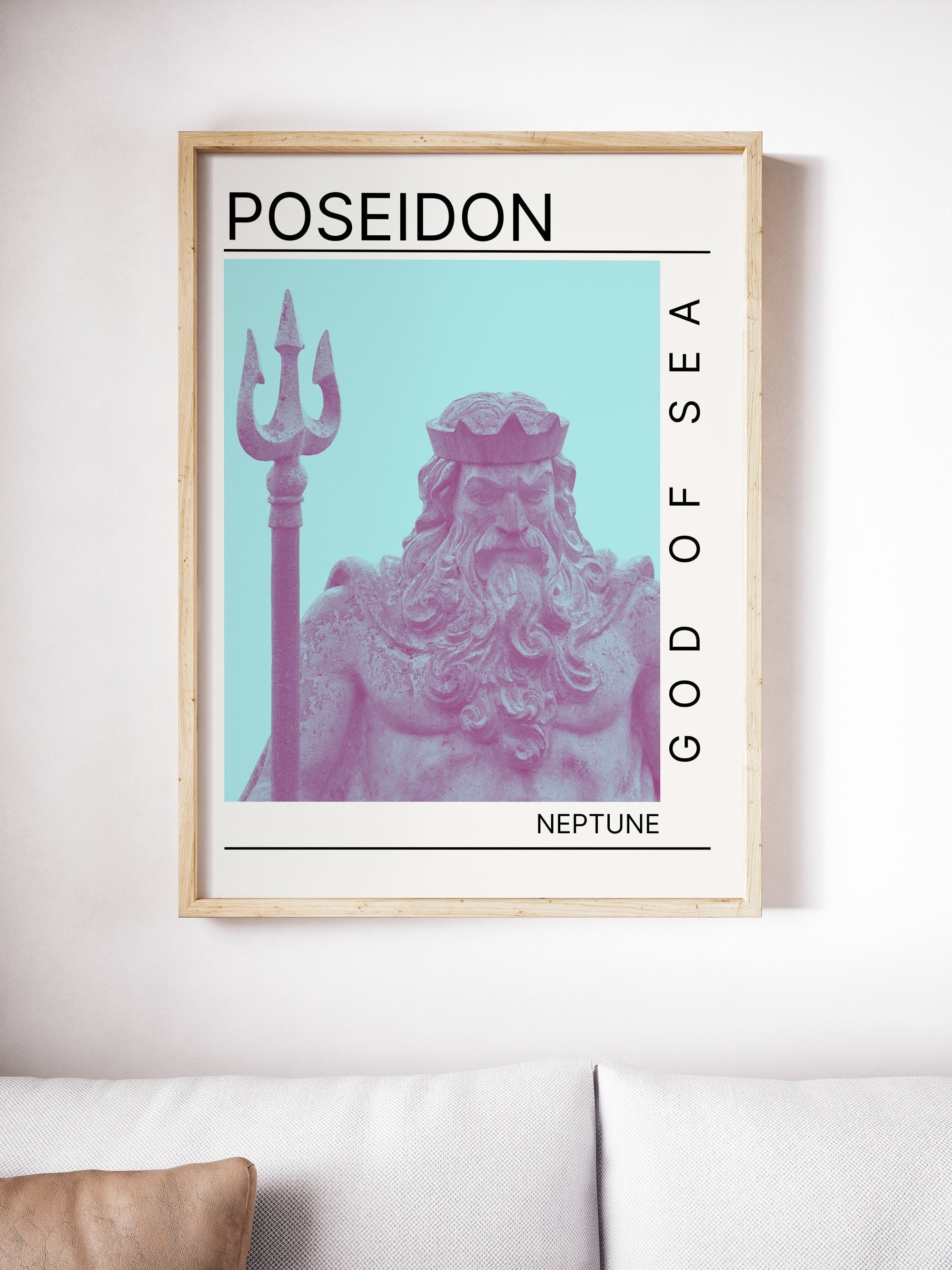 Greek Mythology Poster Poseidon Neptune Wall Art, Home Decor Poster ...