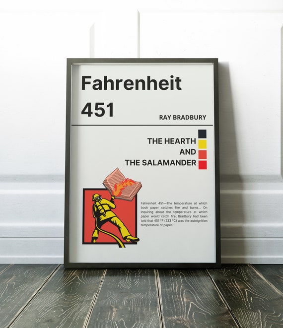 Fahrenheit 451 by Ray Bradbury Wall Art Dystopian Book Poster - Etsy