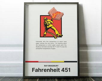 Fahrenheit 451 by Ray Bradbury. Book Cover Art Print - Etsy