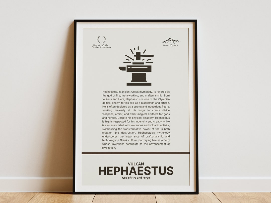 Greek Mythology Hephaestus Vulcan Minimalist Wall Art Poster Print ...