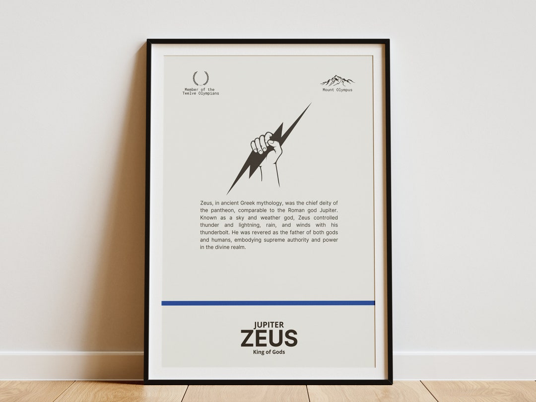 Greek Mythology Zeus Jupiter Minimalist Wall Art Poster Print Download ...