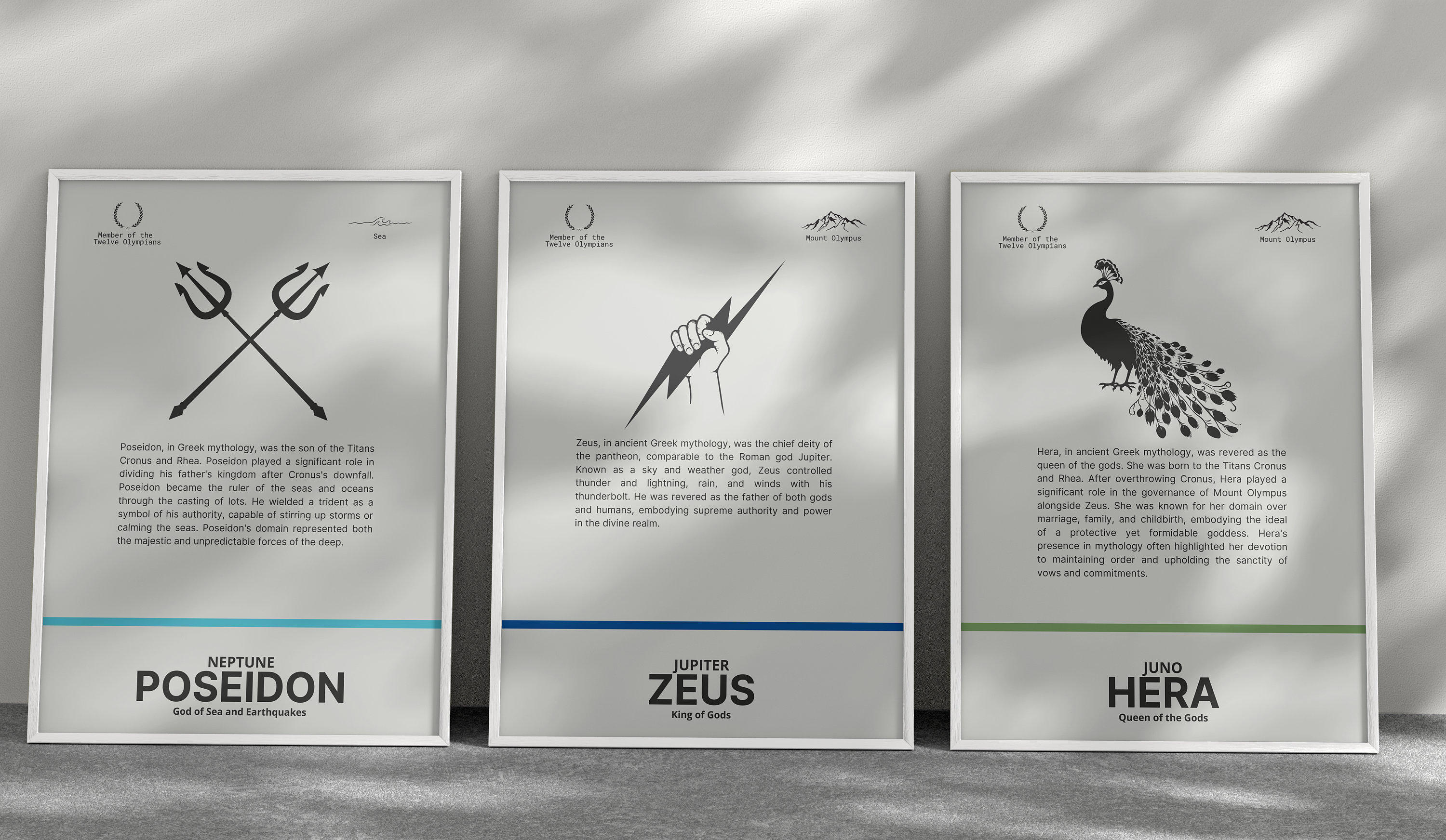 Greek Mythology Twelve Olympians 121 Pack Minimalist Wall Art Poster ...