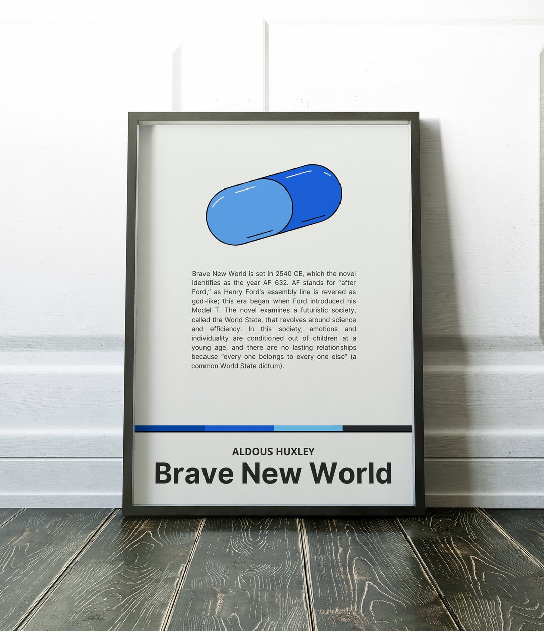 Brave New World by Aldous Huxley Wall Art Dystopian Book Poster Decor ...