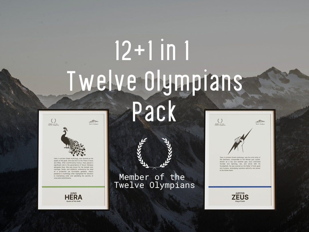 Greek Mythology Twelve Olympians 121 Pack Minimalist Wall Art Poster ...