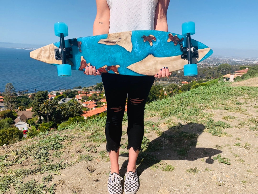 One of a Kind, Epoxy Resin and Black Walnut Longboard Skateboard ...