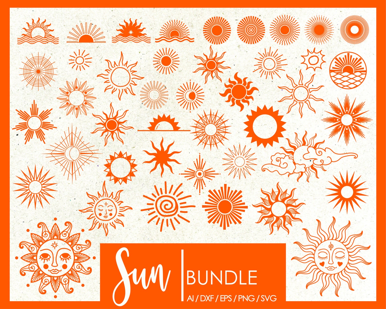 Sun SVG, Sun Vector, Sun Silhouette, Sun Svg for Cricut, Sun Svg Bundle ...