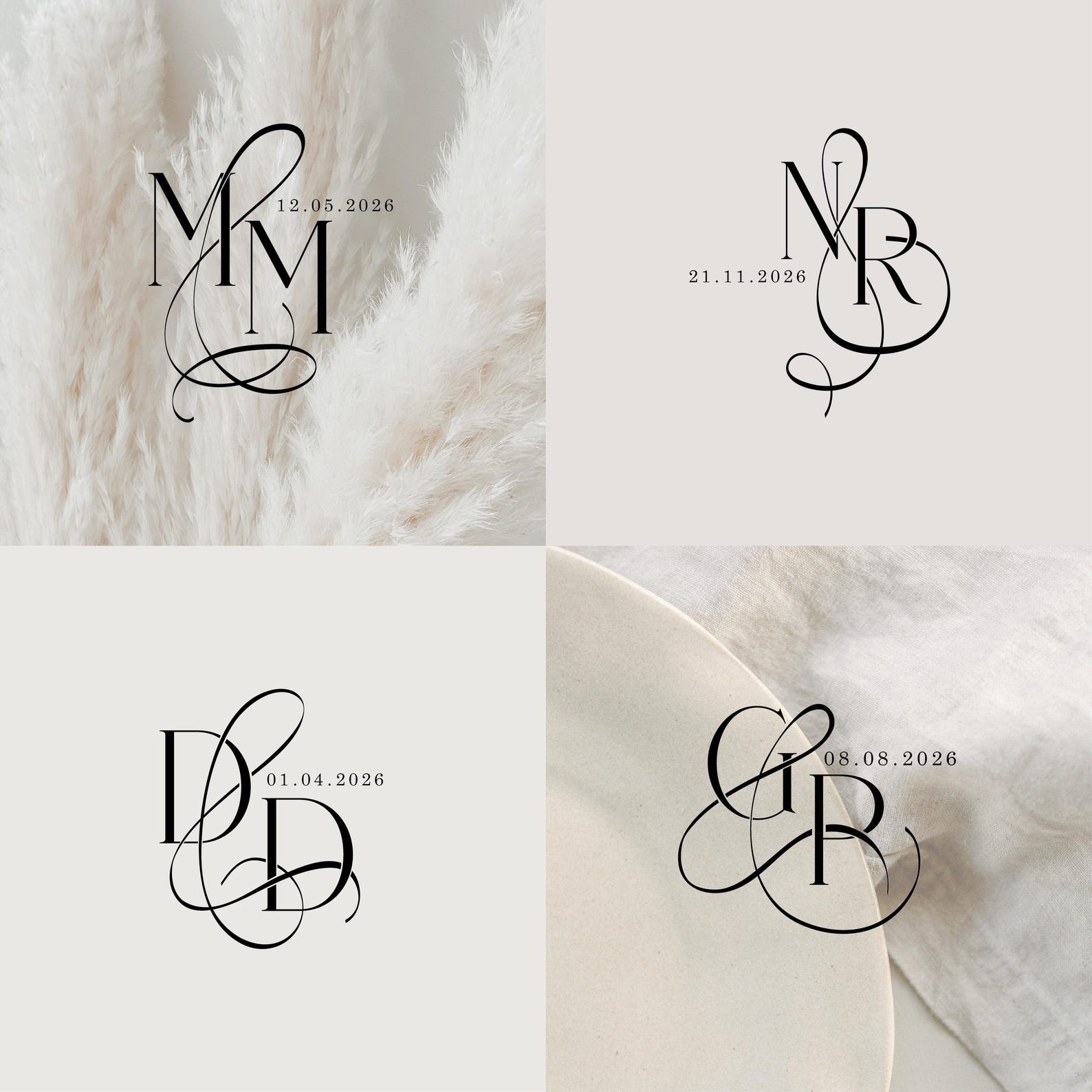 Custom Wedding Logo With Initials, Customizable Wedding Monogram ...
