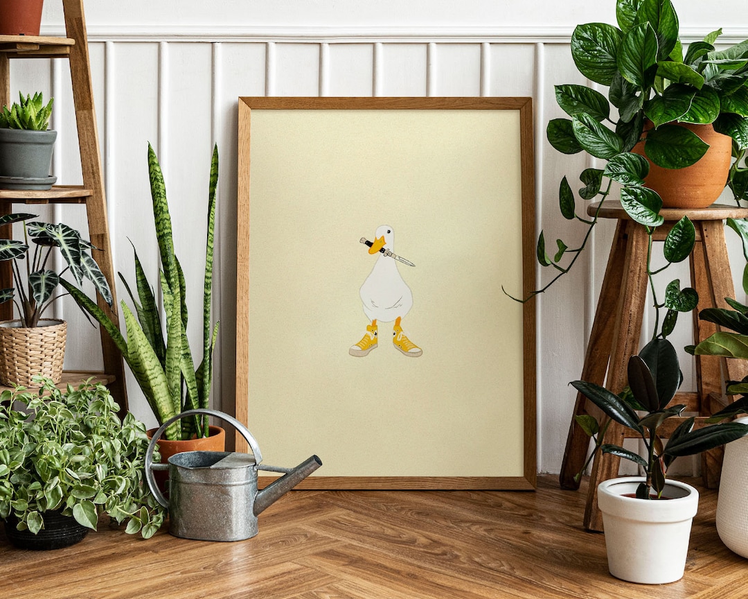 Funky Duck Poster, Digital Wall Art Jpg, Wall Art Decor, Minimalist ...