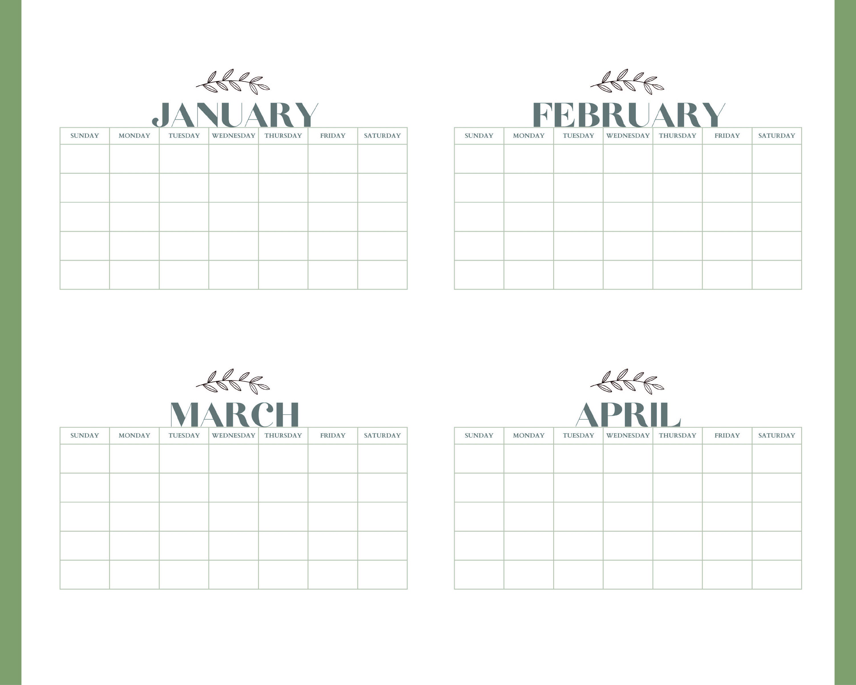 Month Calendar, Printable Planer, Monthly Blank Calendar, Simple ...