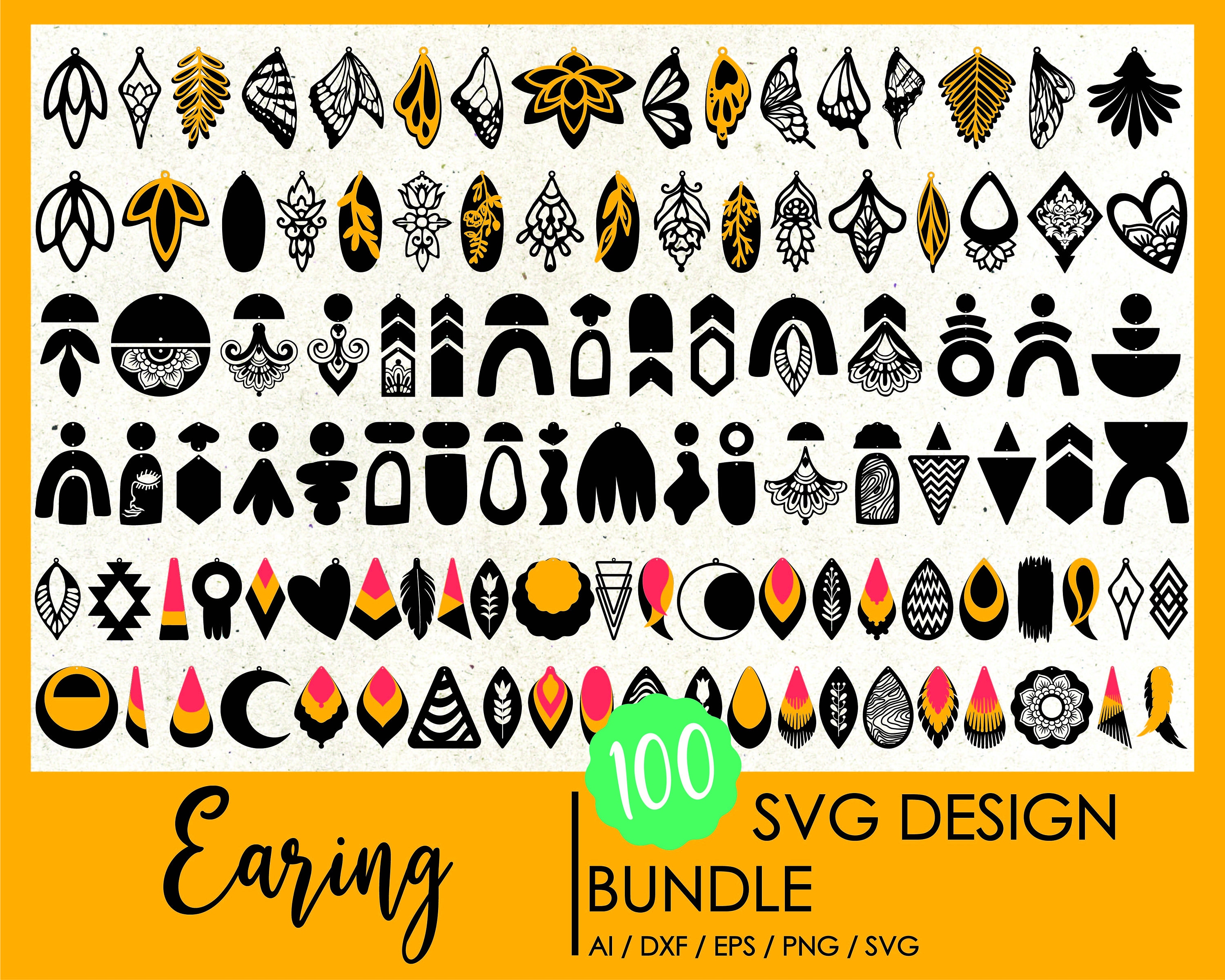 Earring Bundle Svg, Classic Earring Svg, Earring Cut Files, Leather ...