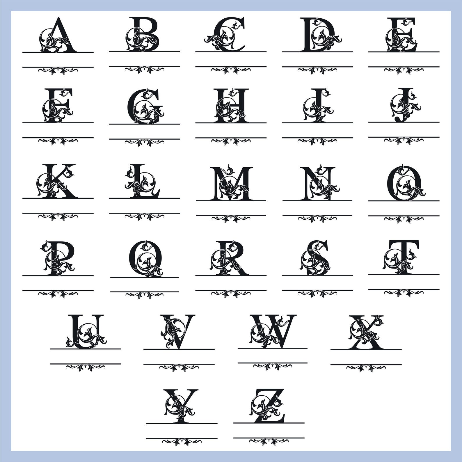 Swirl Alphabet Svg, Family Name Monogram, Wedding Font, Decorative ...