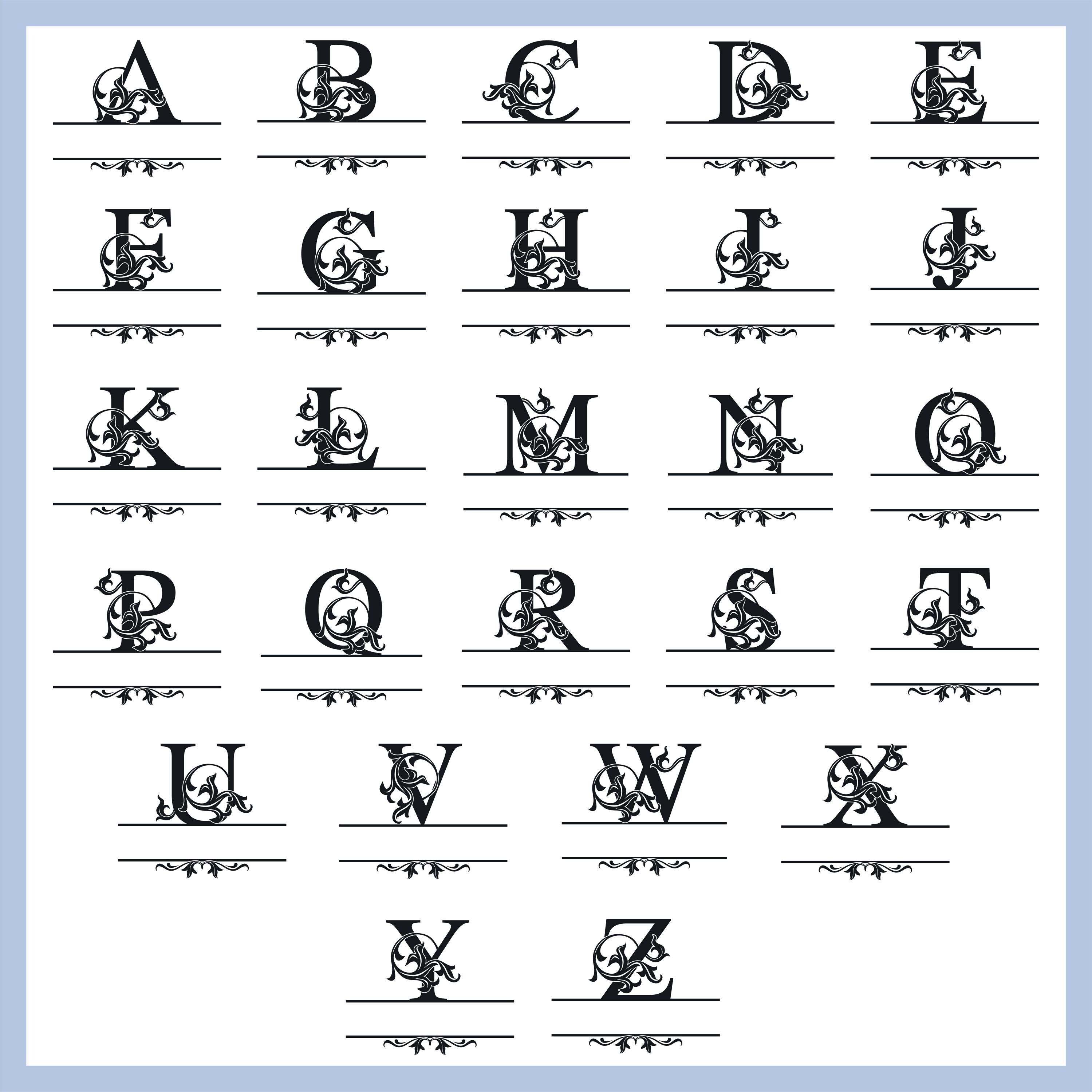Swirl Alphabet Svg, Family Name Monogram, Wedding Font, Decorative ...