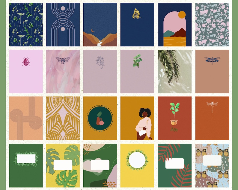 80 BOHO Notebook Cover Design Bundle, Notebook Cover Design, Cute Boho ...