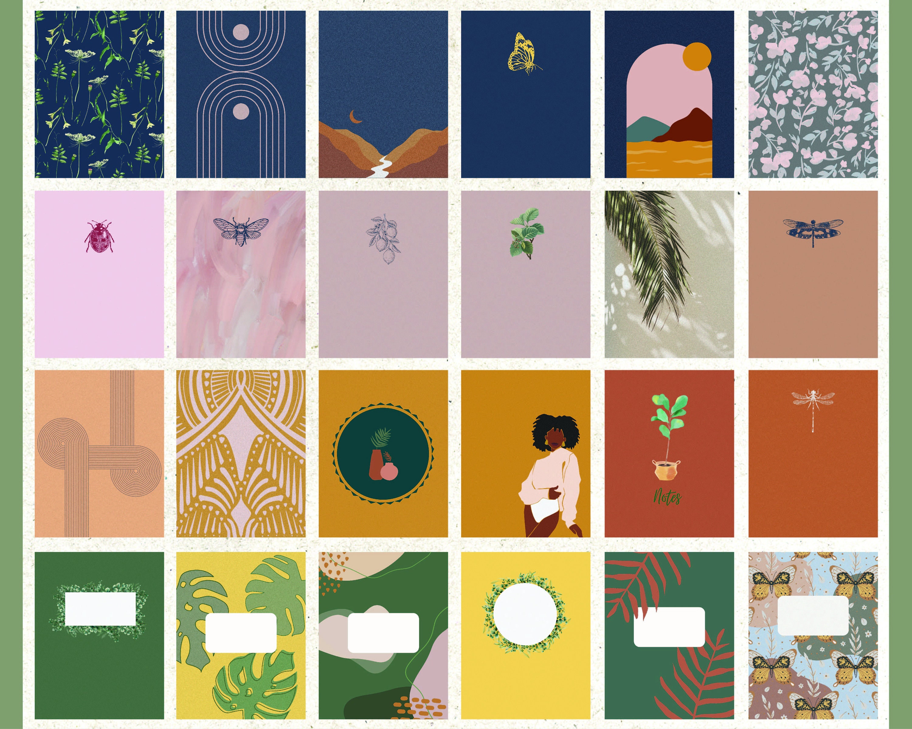 80 BOHO Notebook Cover Design Bundle, Notebook Cover Design, Cute Boho ...