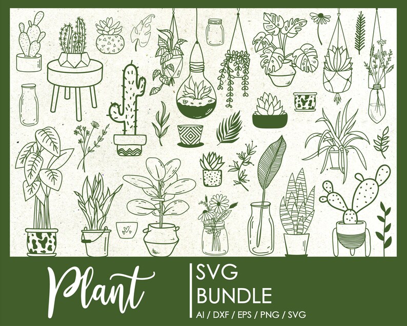 Plant Svg Plant Cut File Greenery PNG SVG Plant Bundle - Etsy