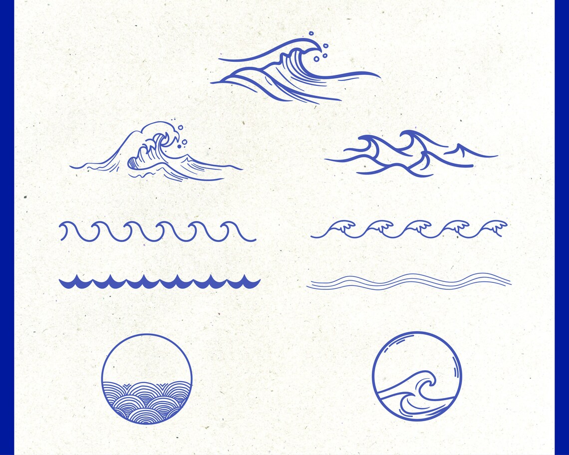 Wave Svg, Sea Waves Svg, Beach Designs, Wave Vector, Wave Svg Bundle ...