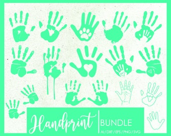 Handprint Svg, Hand Svg Vector Cut File for Cricut, Silhouette, Pdf Png ...
