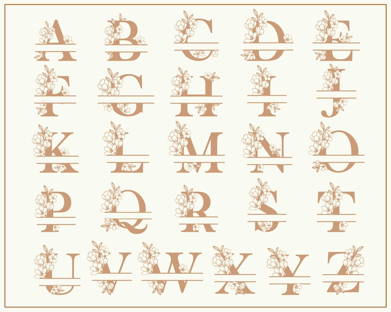 Flower Alphabet Svg, Flower Monogram Clipart, Alphabet Bundle ...