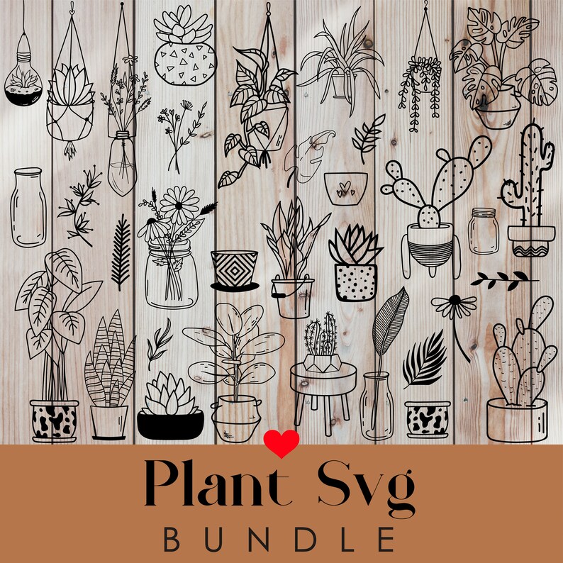 Plant Svg, Plant Cut File, Greenery PNG, SVG Plant Bundle, House Plant ...