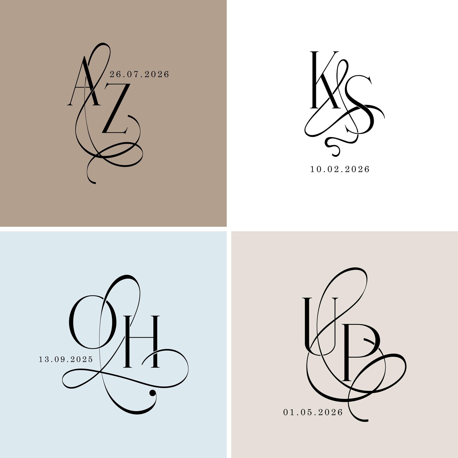 Custom Wedding Logo With Initials, Customizable Wedding Monogram ...