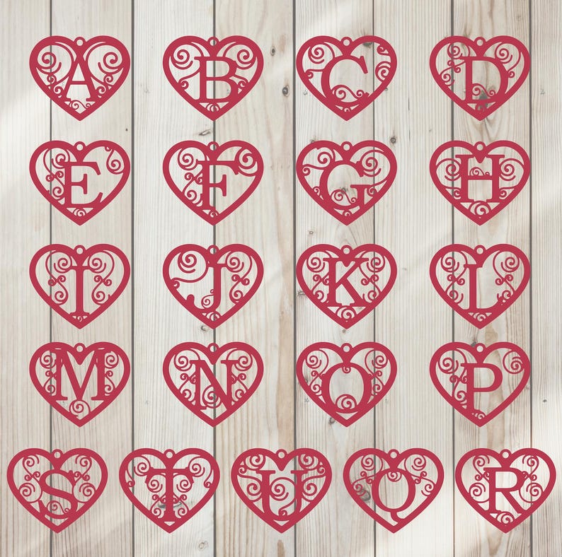 Heart Monogram Svg, Romantic Svg Files, Valentines Day Svg, Valentine ...