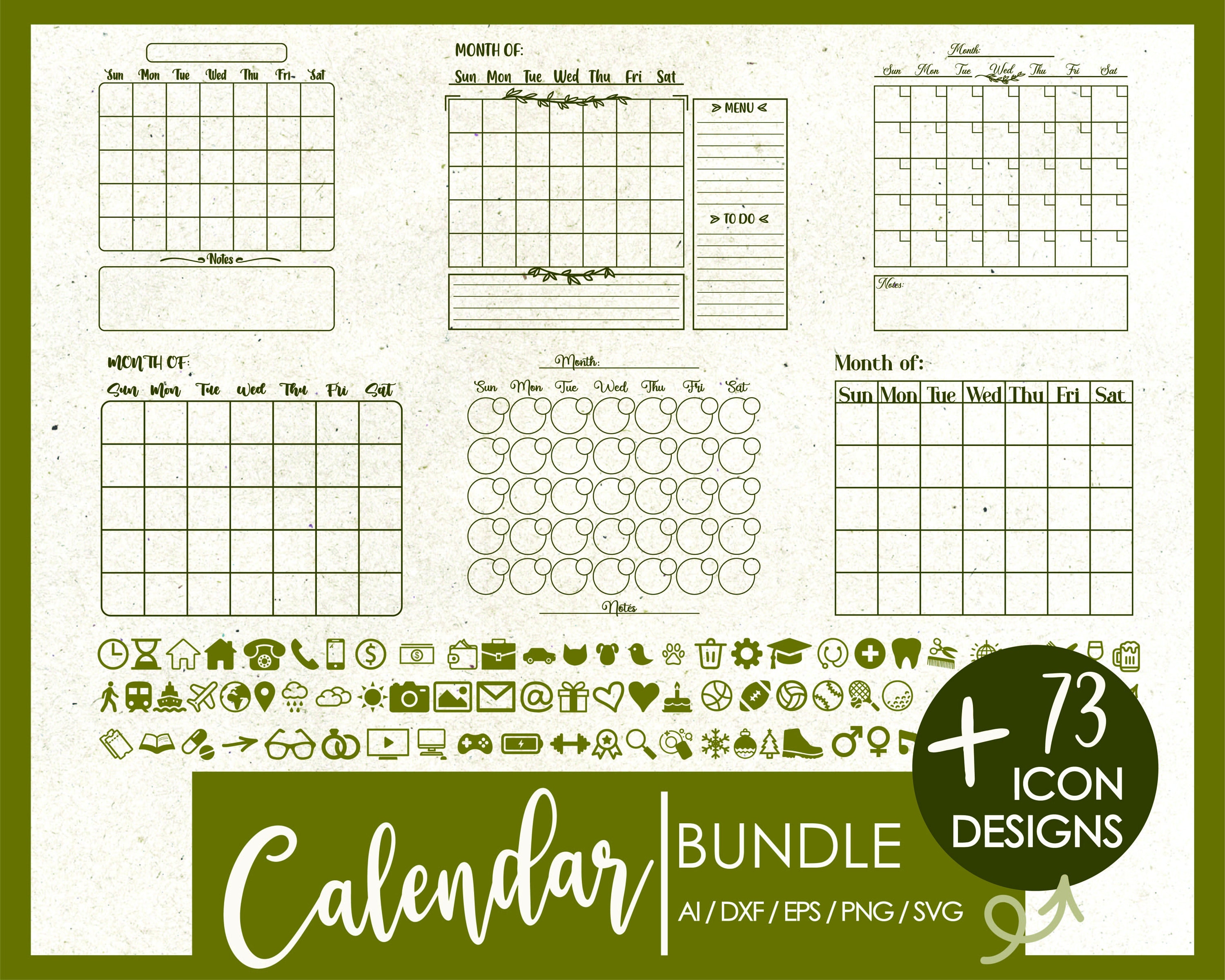 Calendar SVG, Home Calendar Svg, Calendar Cut File, Monthly Calendar ...