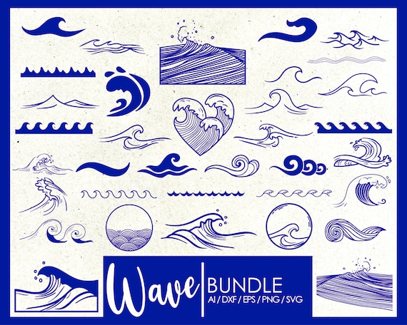 Wave Svg Sea Waves Svg Beach Designs Wave Vector Wave Svg - Etsy