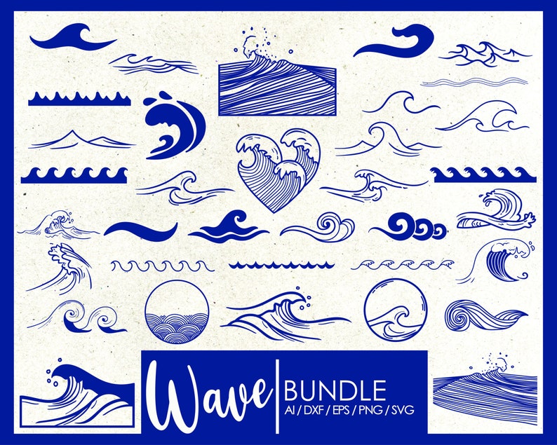 Wave Svg, Sea Waves Svg, Beach Designs, Wave Vector, Wave Svg Bundle ...