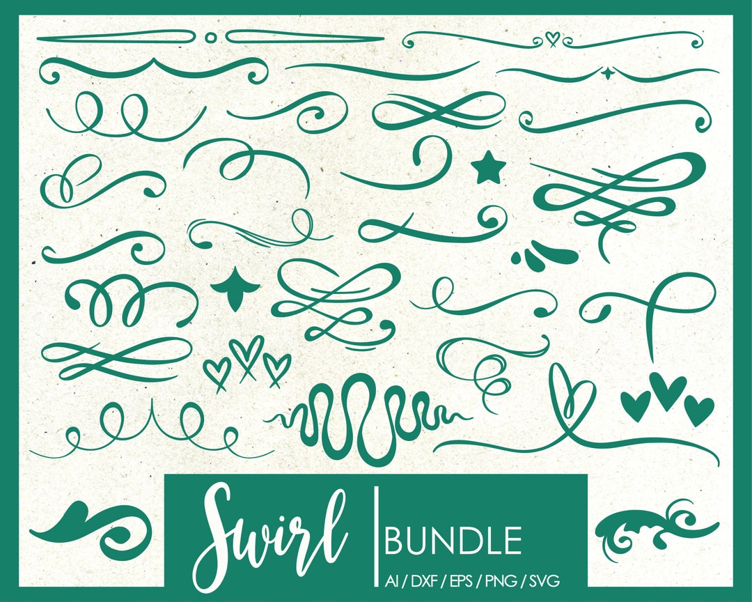 Swirl Svg Doodle Elements SVG Bundle Swoosh Svg Divider - Etsy