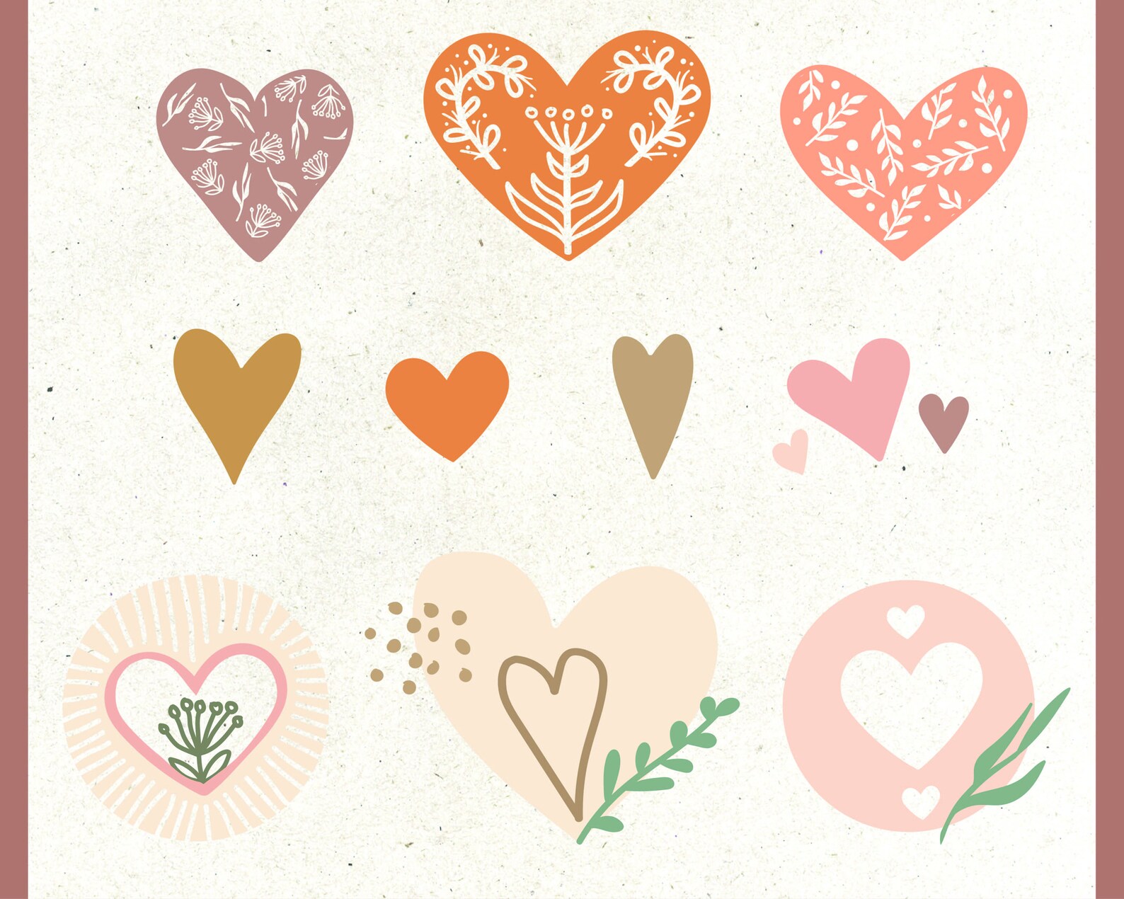 Heart Svg, Boho Heart Bundle, Boho Svg, Png, Heart Clipart, Boho Heart ...