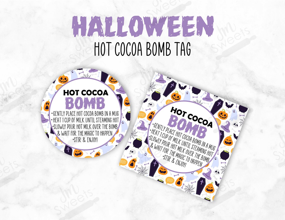 Instant Download Halloween Hot Cocoa Bomb Instruction Tag | Etsy