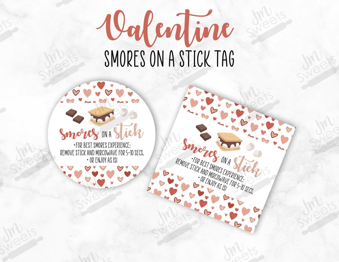 Instant Download Valentine's Day Smores on a Stick Instruction Tag ...