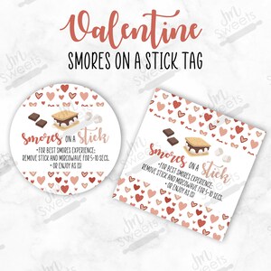 Instant Download Valentine's Day Smores on a Stick Instruction Tag ...