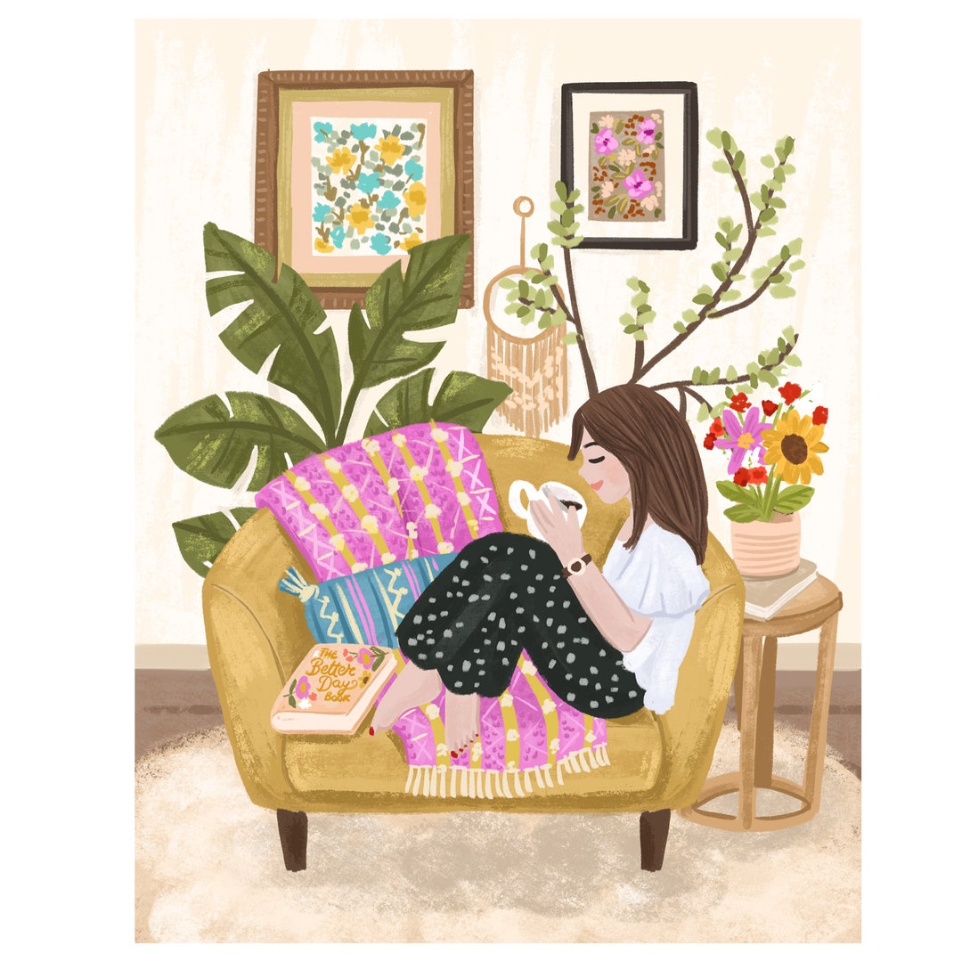 Cozy Art Print. Olivia Gibbs. Relax, Read - Etsy