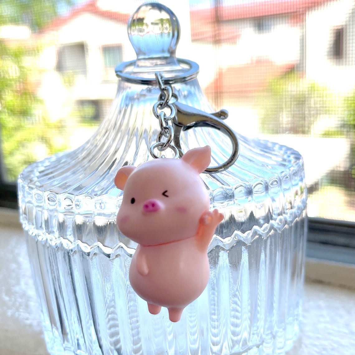 Pig Zipper Charm, Pig Figure Key Chain, Pig Lover Gift, Piglet Keychain ...