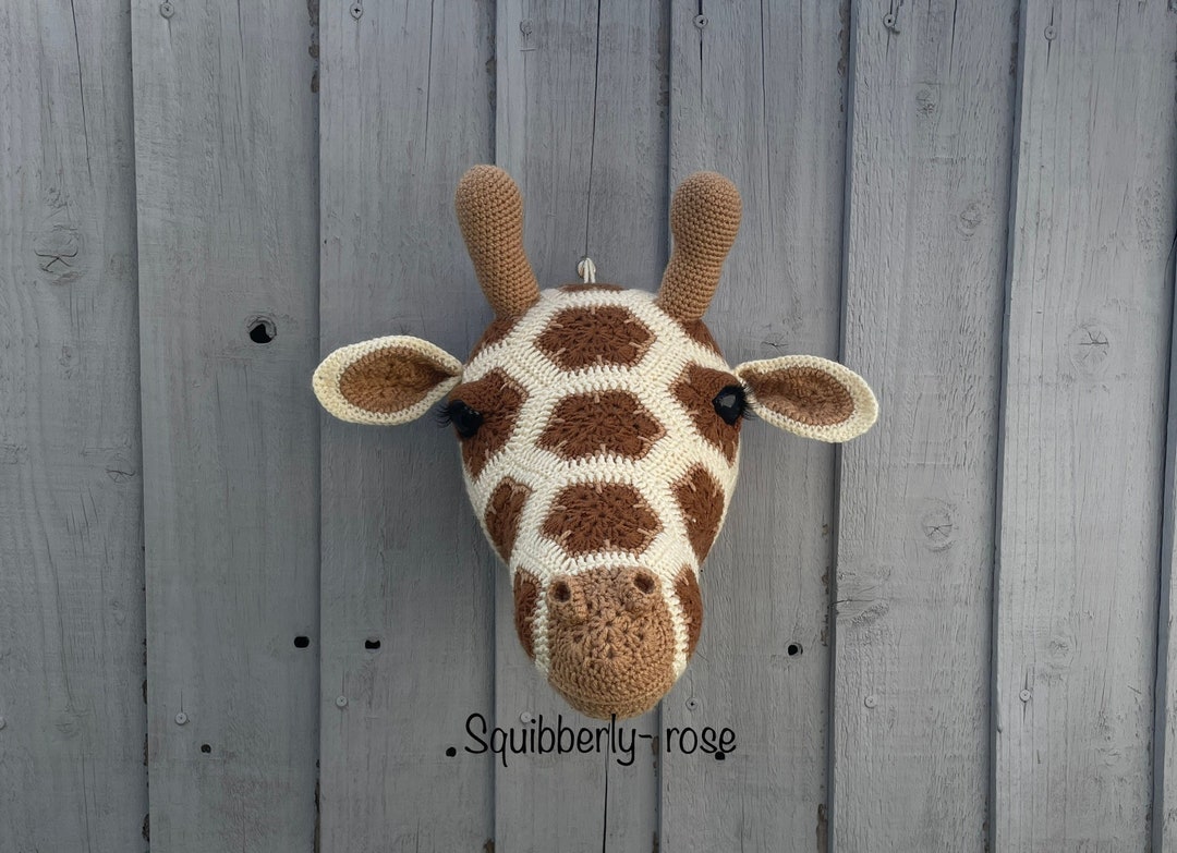 Crochet Gerald the Giraffe Head Pattern: African Flower Faux Taxidermy ...