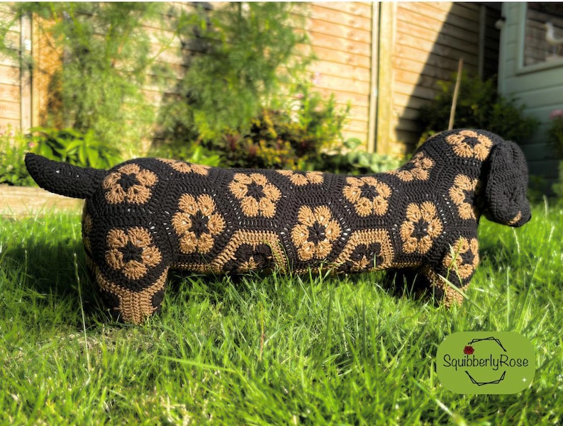 Desmond the African Flower Dachshund Dog Crochet Pattern, DIGITAL ...