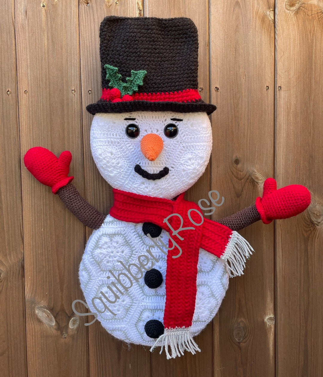 Crochet African Flower Festive Christmas Snowman Wreath, PDF, DOWNLOAD ...