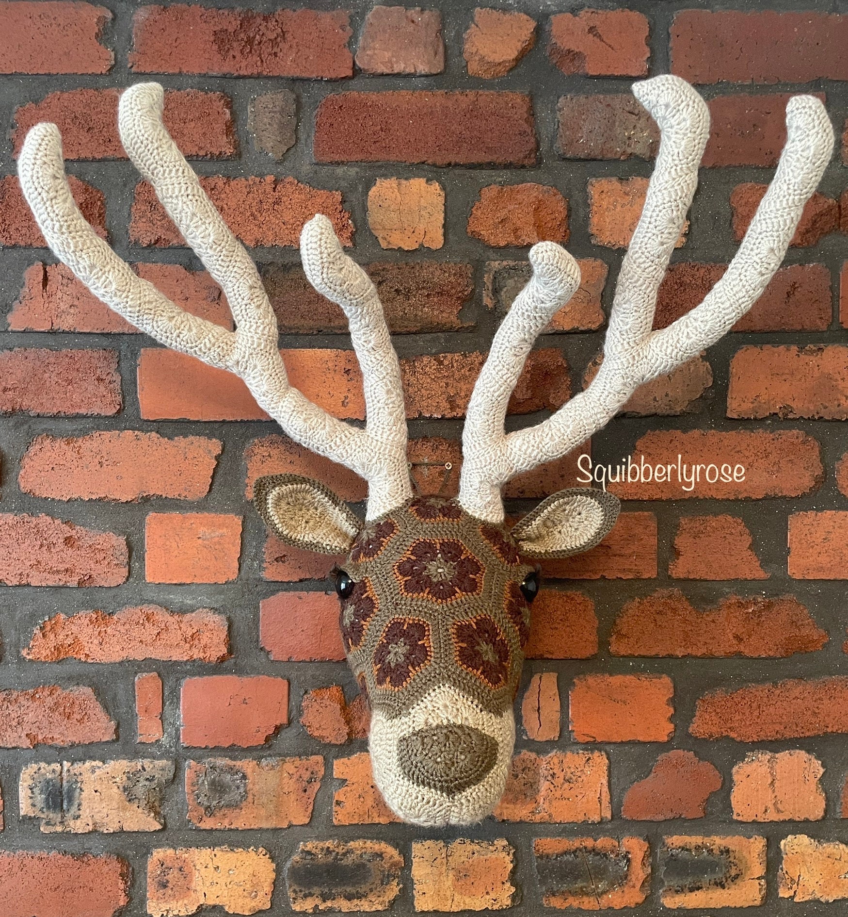 Crochet Stevie the Stag Deer Head Pattern: African Flower Faux ...