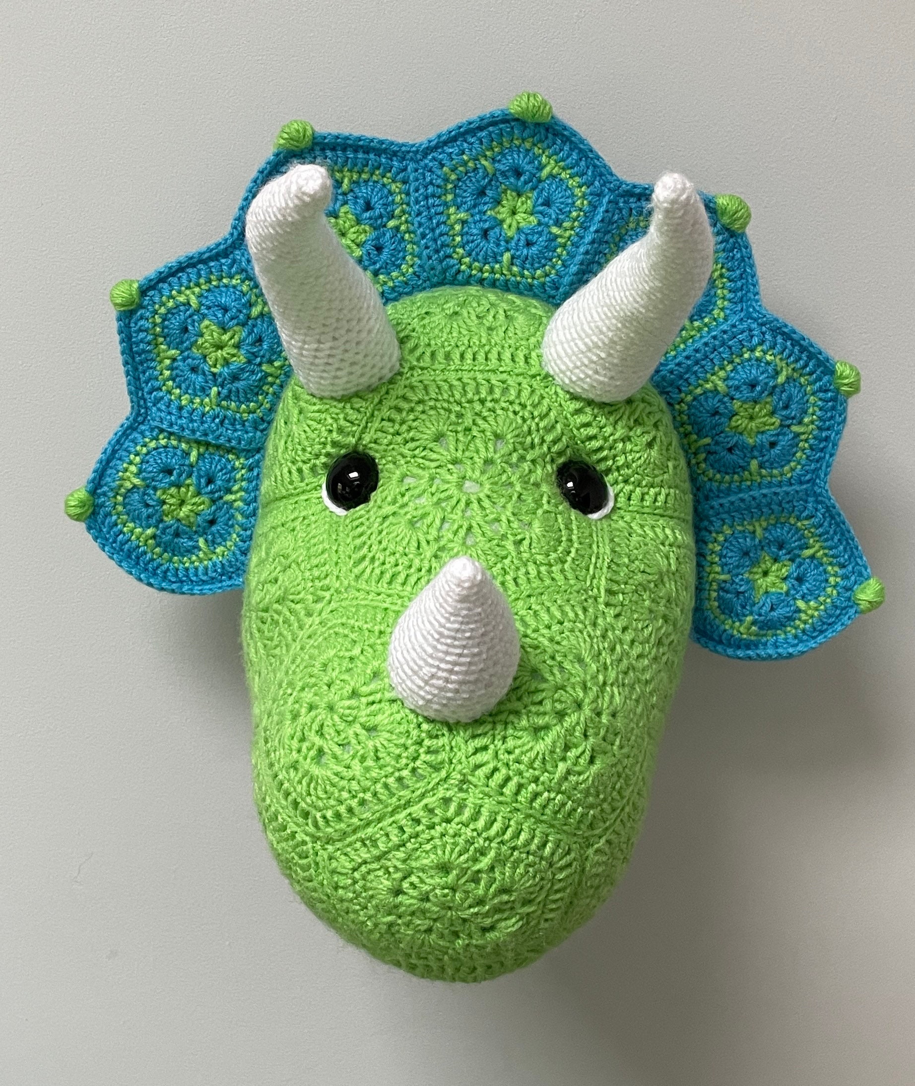 Travis the Crochet African Flower Triceratops Dinosaur Head - Etsy UK